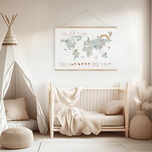 Montessori World Map Educational Print for Kids — World Map Tapestry ...