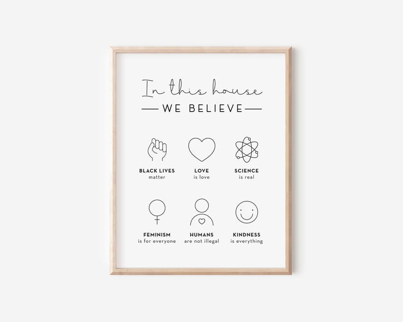 In This House We Believe Print — Inspirational Wall Art, Equality ...