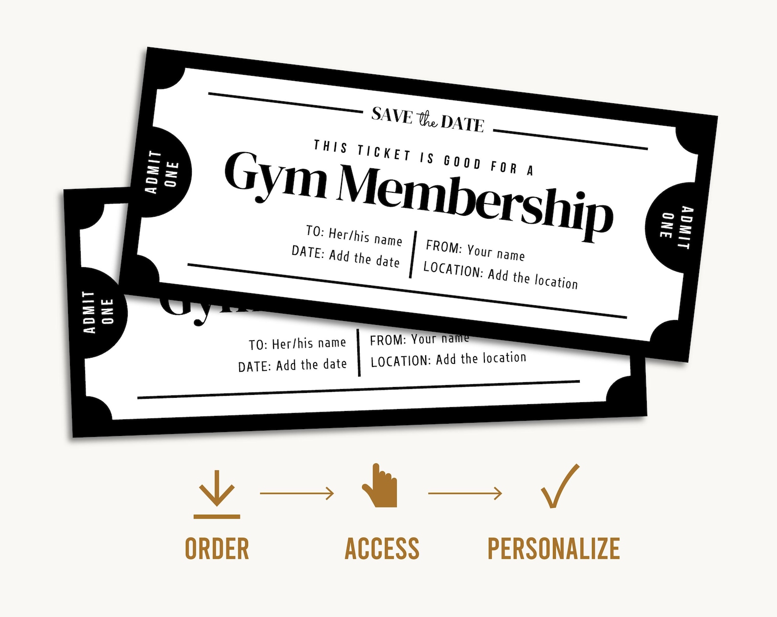 Gym Membership Gift Coupon INSTANT DOWNLOAD, Editable Text Printable ...