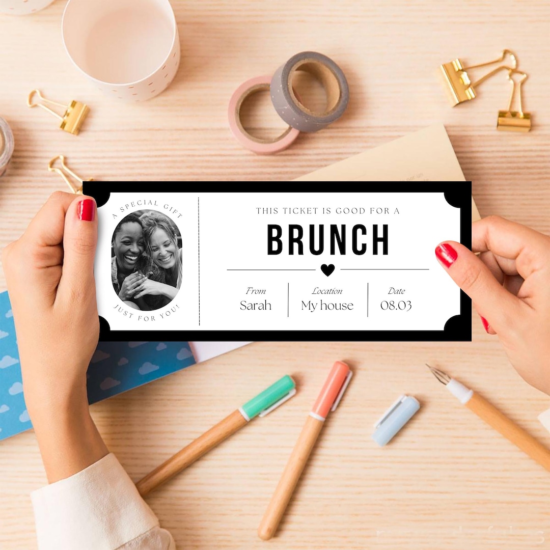 Editable Brunch Voucher With Photo Custom Brunch Certificate Brunch ...