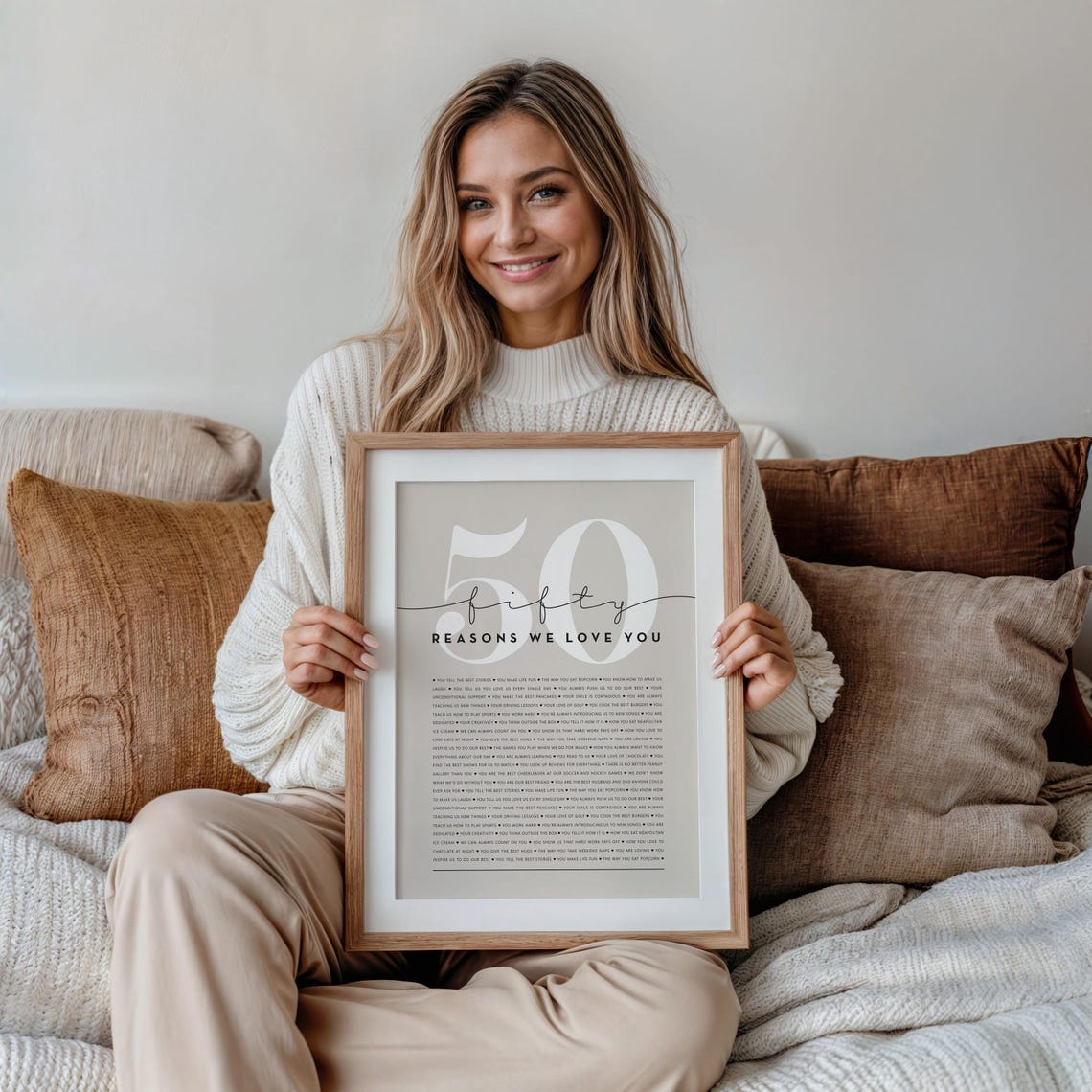 50th Birthday Gift 50 Reasons We Love You Print Sentimental Wall Art ...