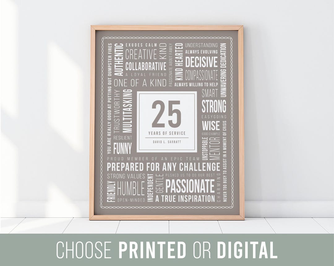 25 Year Work Anniversary Gift | 25th Employee Service Award, Employment ...