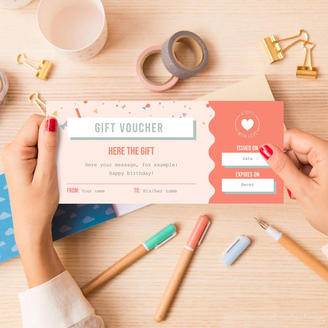 Digital Gift Certificate Template Editable Gift Voucher Instant ...