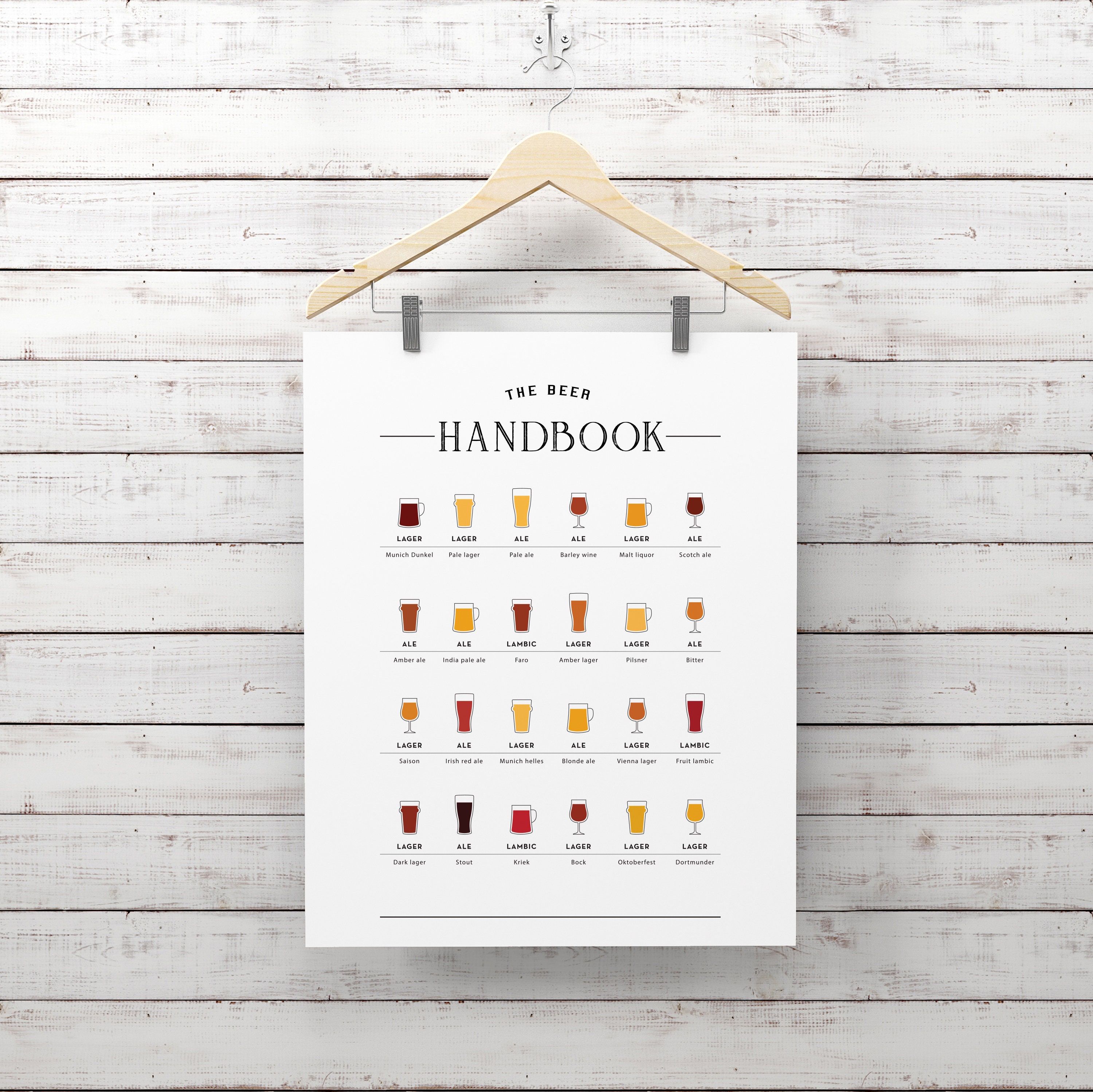 Beer Print Beer Poster Beer Art Beer Lover Gift Bar - Etsy