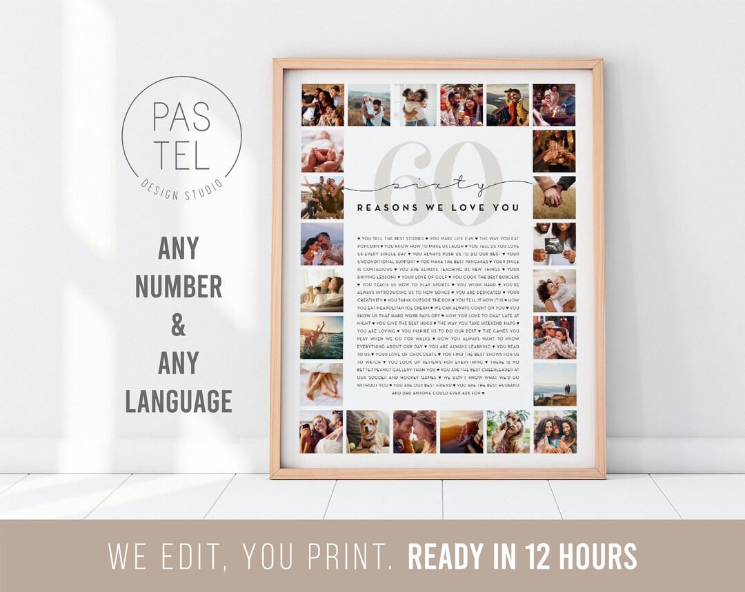 60 Reasons We Love You Custom Photo Collage Why I Love You - Etsy