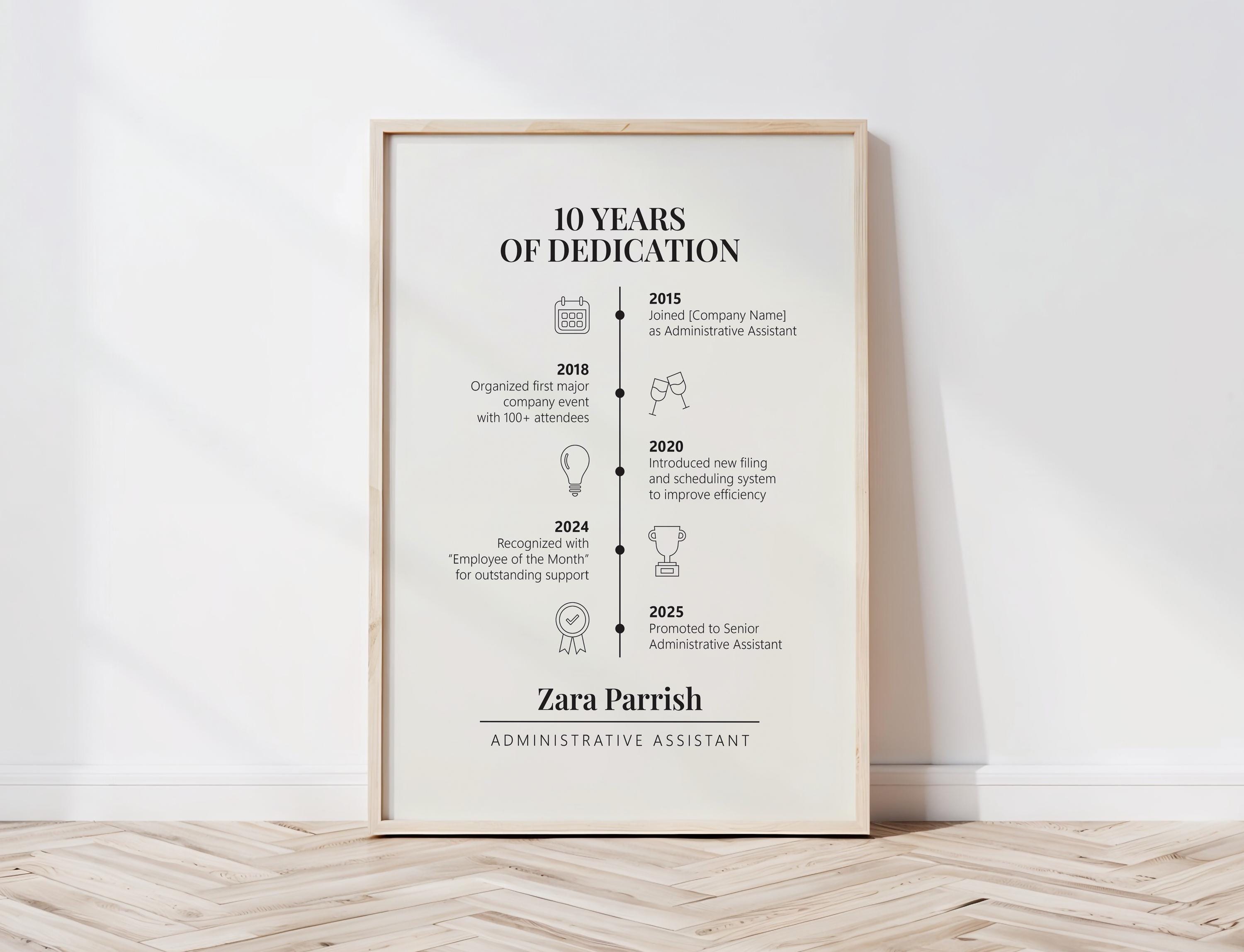 10 Year Work Anniversary Gift — Employee Recognition, Years Service ...