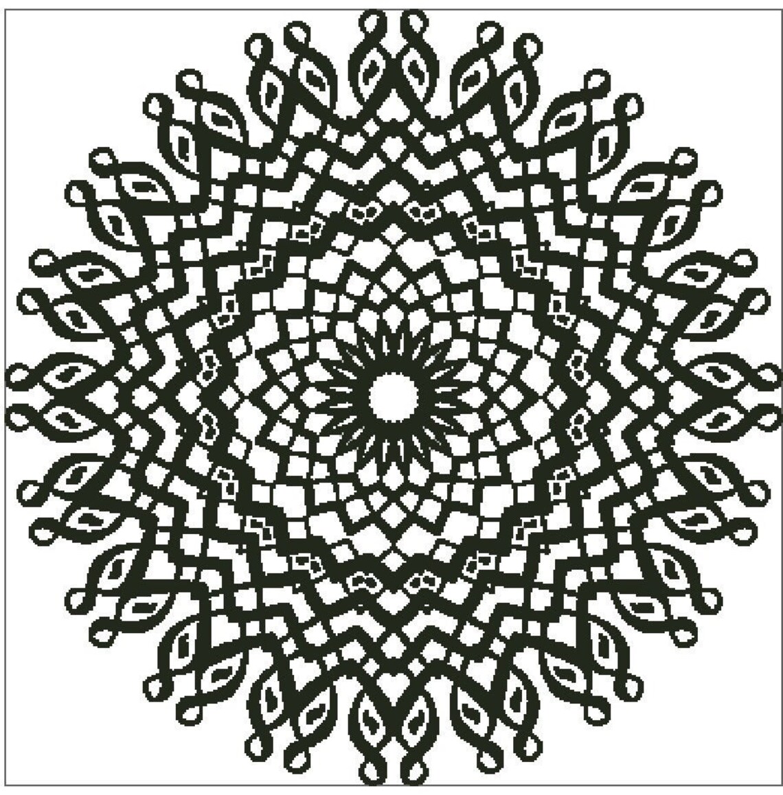 Line Art Mandala Instant PDF Download Counted Cross Stitch Pattern - Etsy
