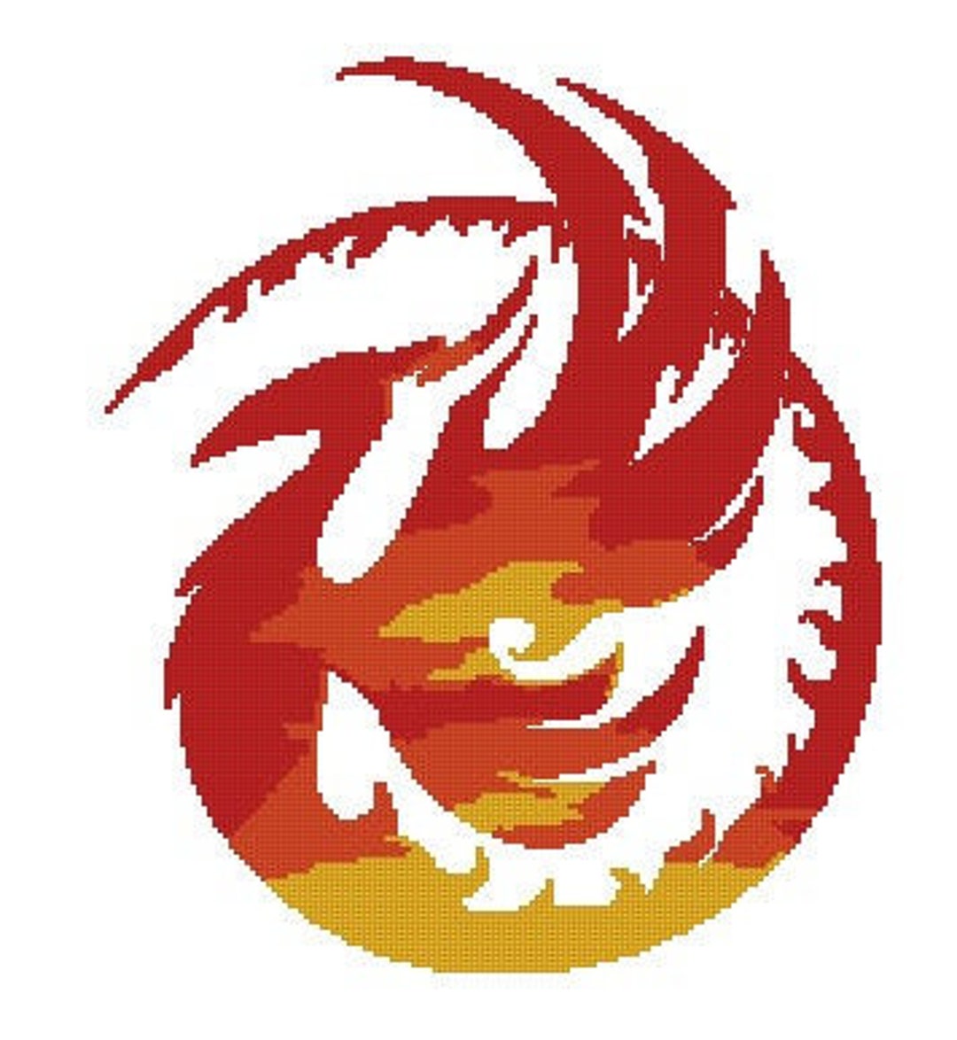 Tri-color Phoenix Instant PDF Download Counted Cross Stitch Pattern - Etsy