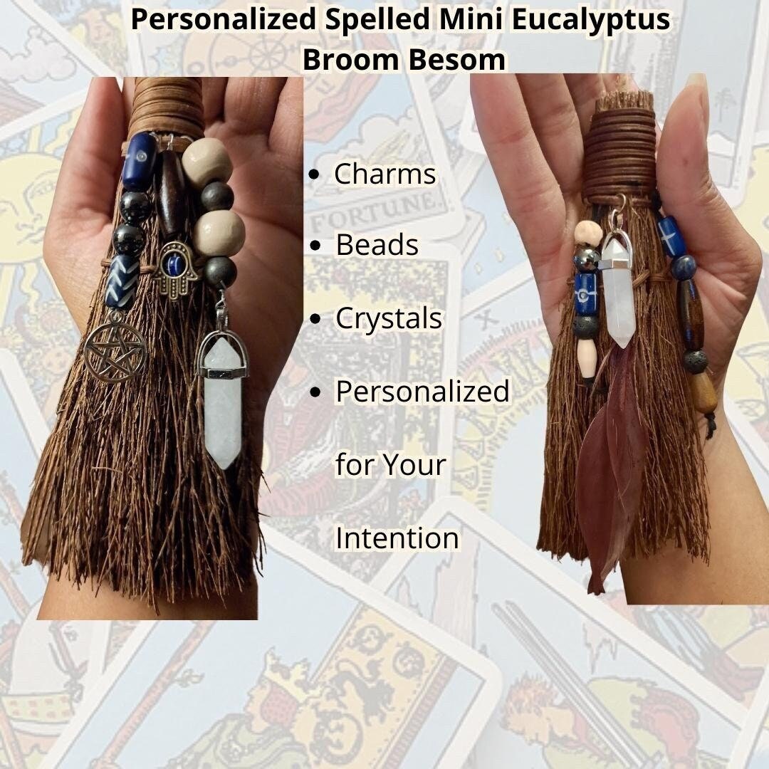 Personalized Spelled Mini Eucalyptus Broom Besom - Charms, Beads ...