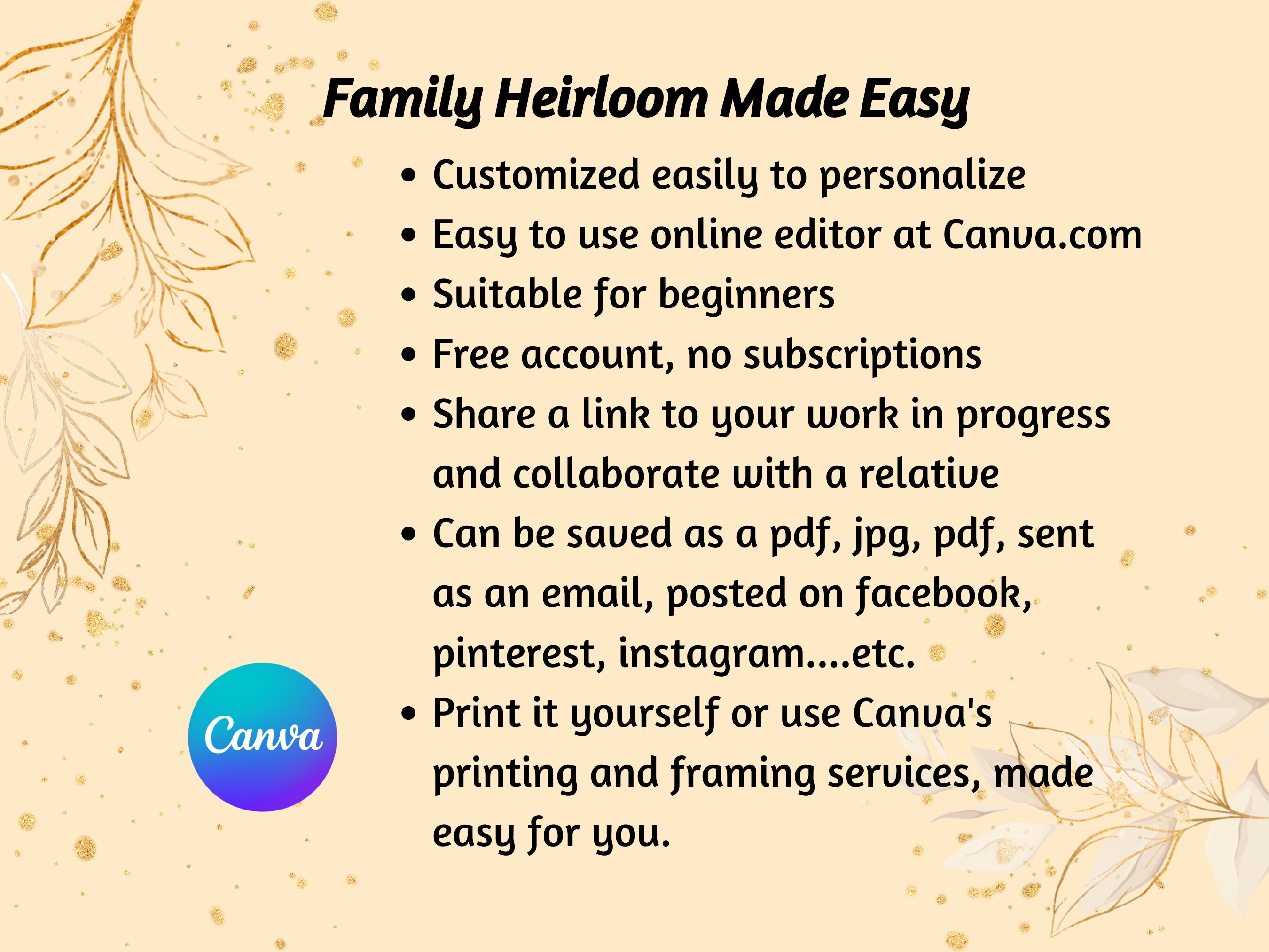 Family Poster Template Editable in Canva Tree Maker Printable - Etsy