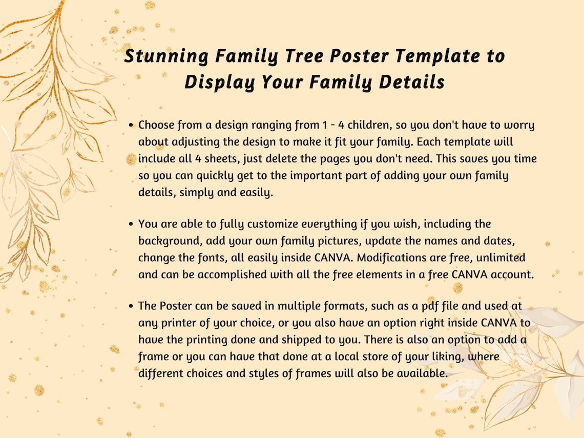 Family Poster Template Editable in Canva Tree Maker Printable - Etsy