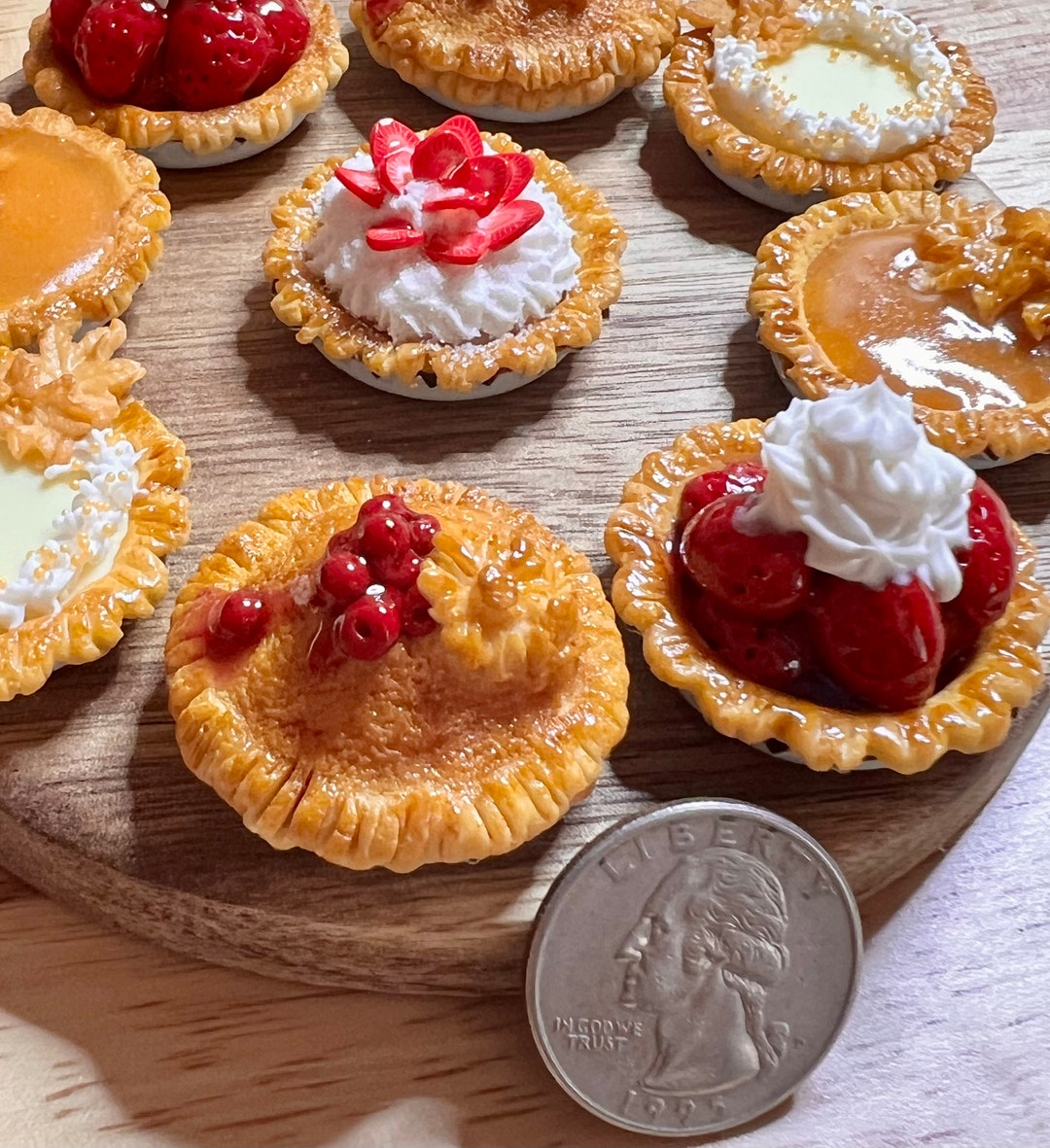 Miniature Pies for Dolls and Dollhouses. 1:8 Scale. Strawberry Tart for ...