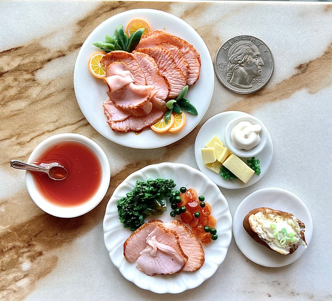 1:6 Scale Ham Dinner for 12” Size Blythe Dolls and Byers Choice Size ...