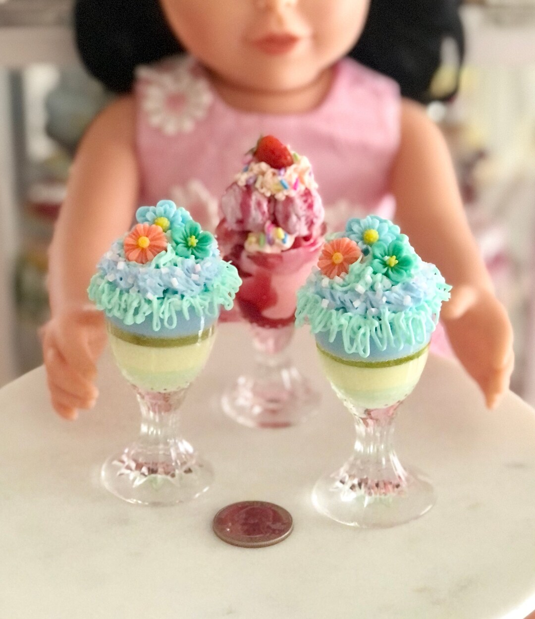 Miniature Sundaes for 18 Inch Dolls, 1:6 Scale Ice Cream Sundaes for 18 ...