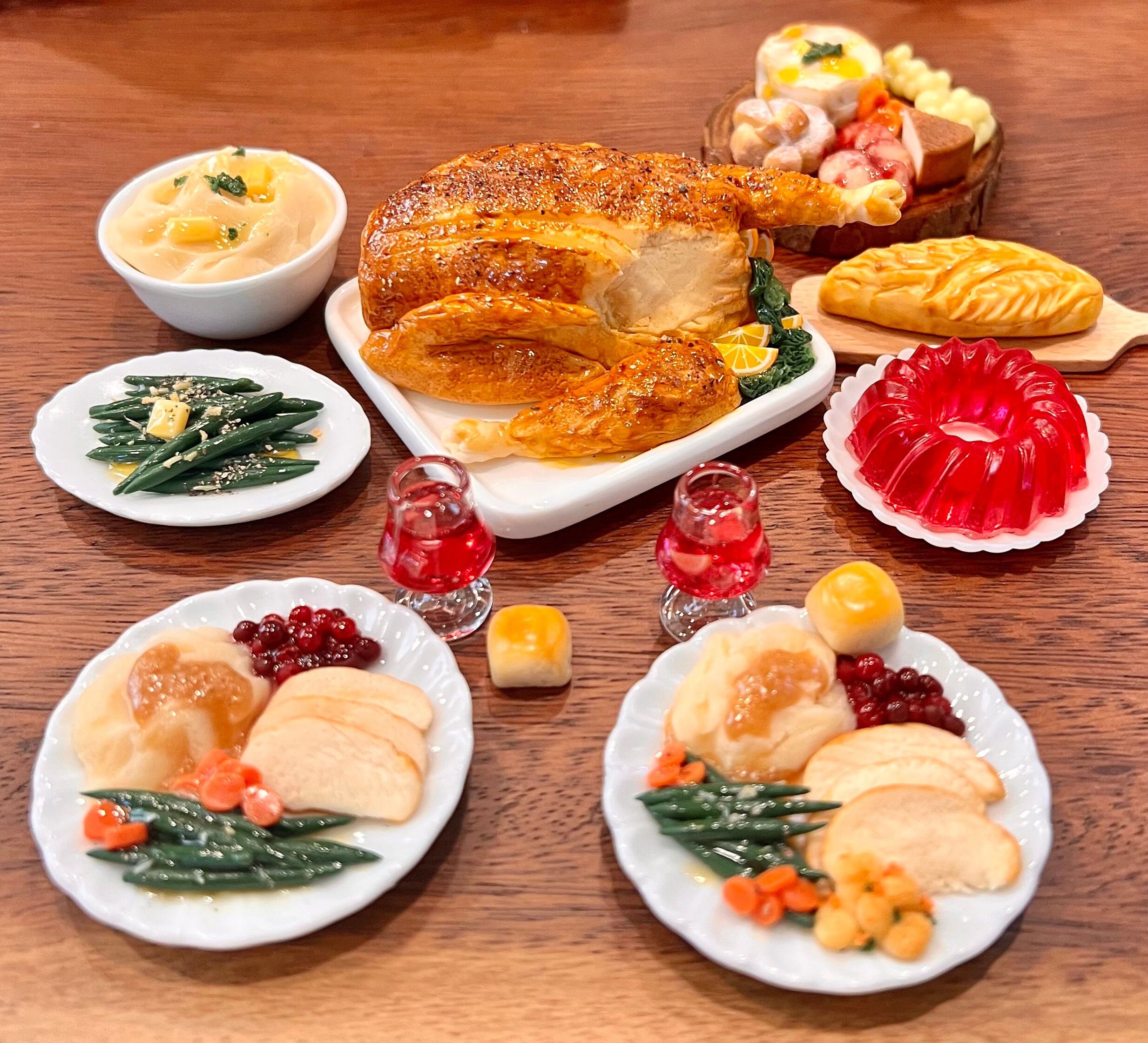 Miniature Turkey Dinner FOR 12 Inch Blythe Dolls and Byers Choice Dolls ...
