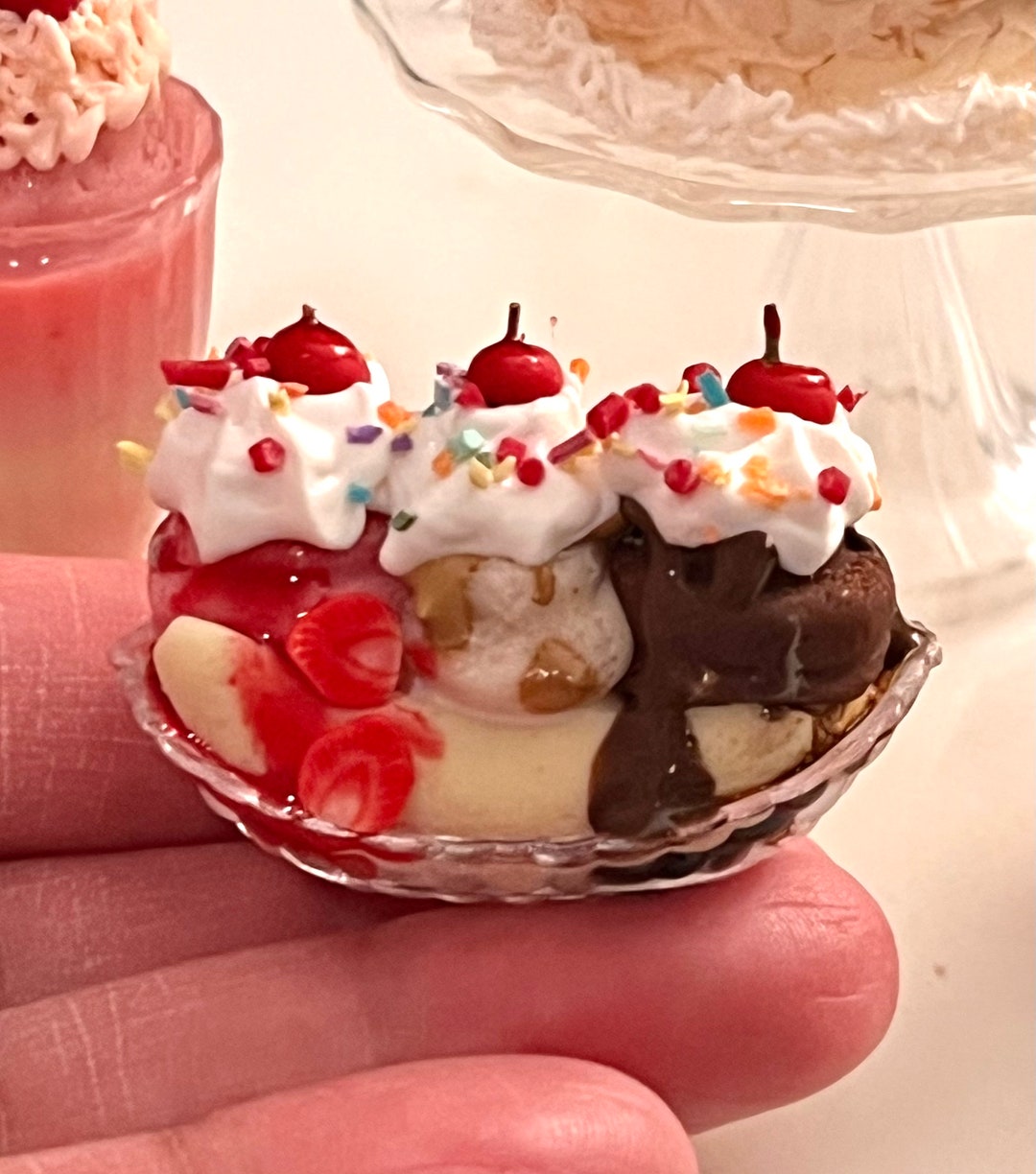 Miniature 1:6 Scale Banana Split FOR 12 Inch Blythe or 12 Inch Size ...