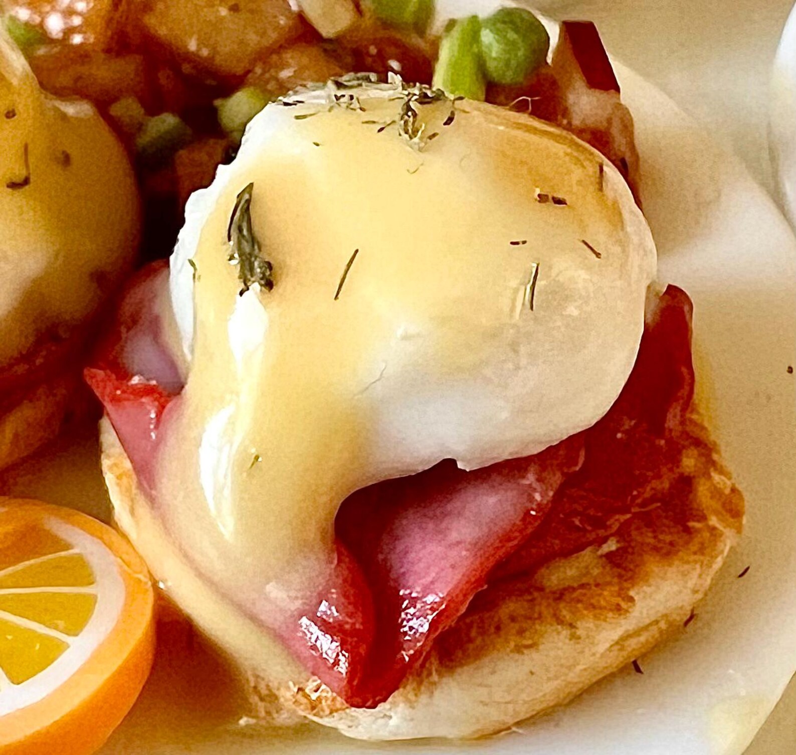 Refrigerator Magnet EGGS BENEDICT With Country Potatoes. Country Fried ...