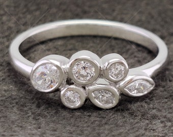 Scattered Moissanite Diamond Ring Bezel Set Multi Stone - Etsy