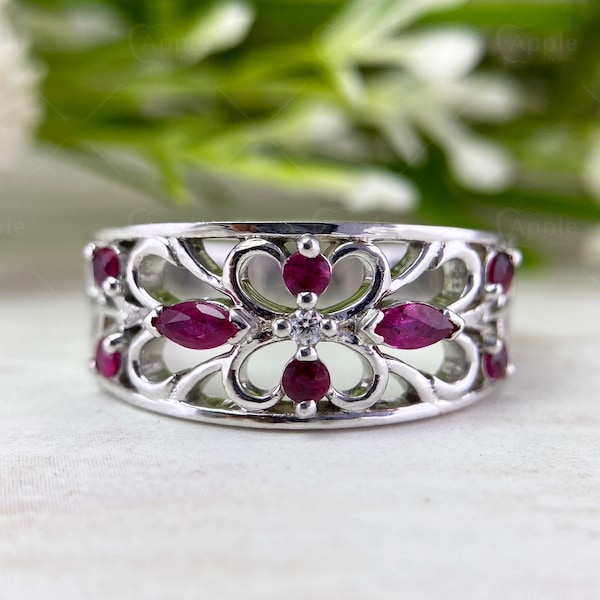 Ruby Wedding Band - Etsy