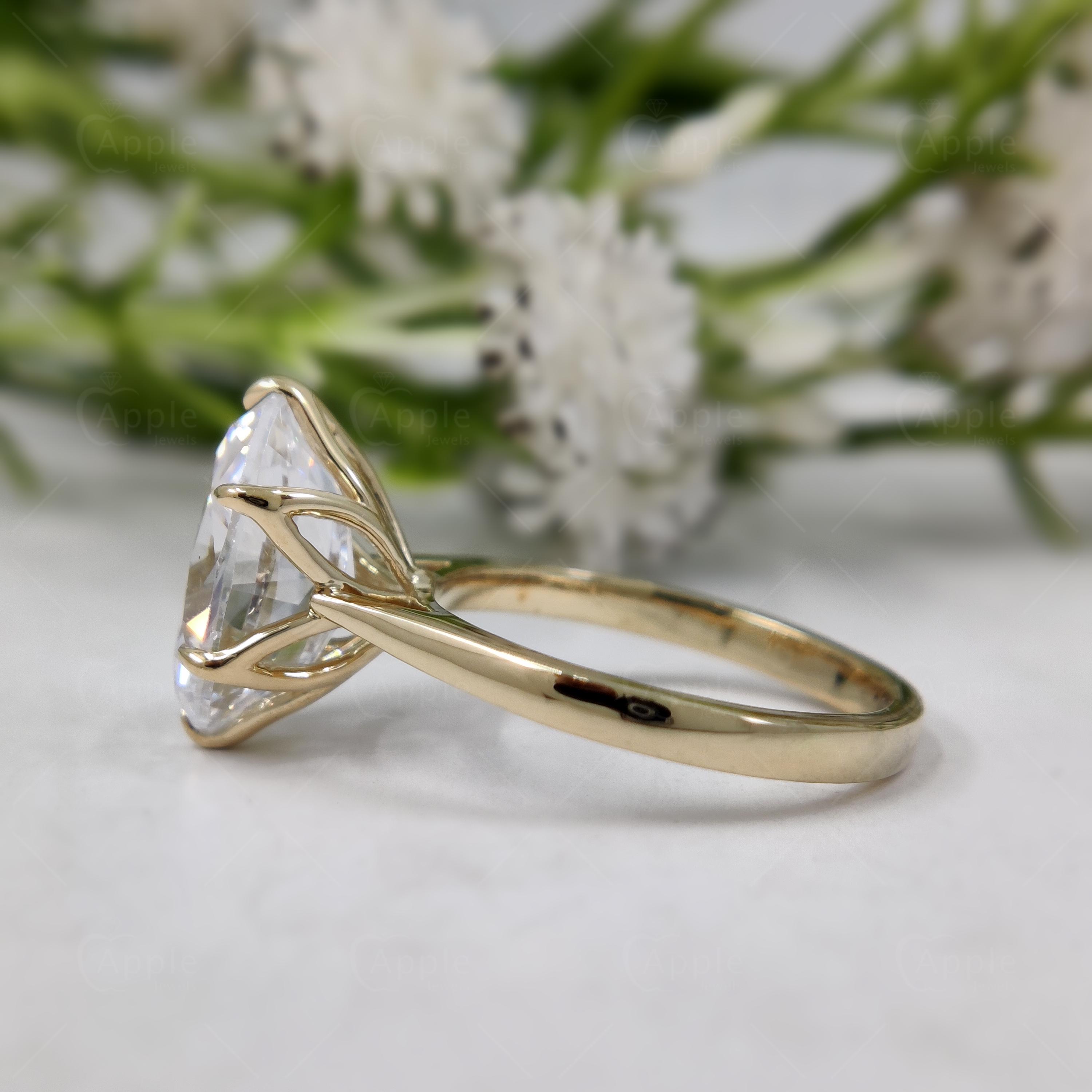 Oval Solitaire Lotus Setting Engagement Ring Flower Tulip Setting Ring ...