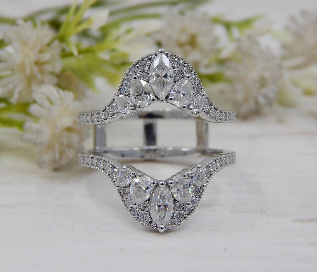 Moissanite Ring Enhancers and Wraps, Art Deco Engagement Ring Jacket ...