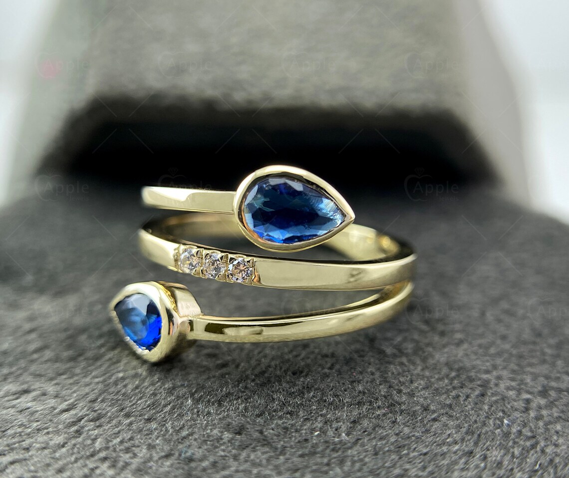Open Cuff Sapphire Ring, Wrap Spiral Ring, Finger Wrap Ring, Wrap ...