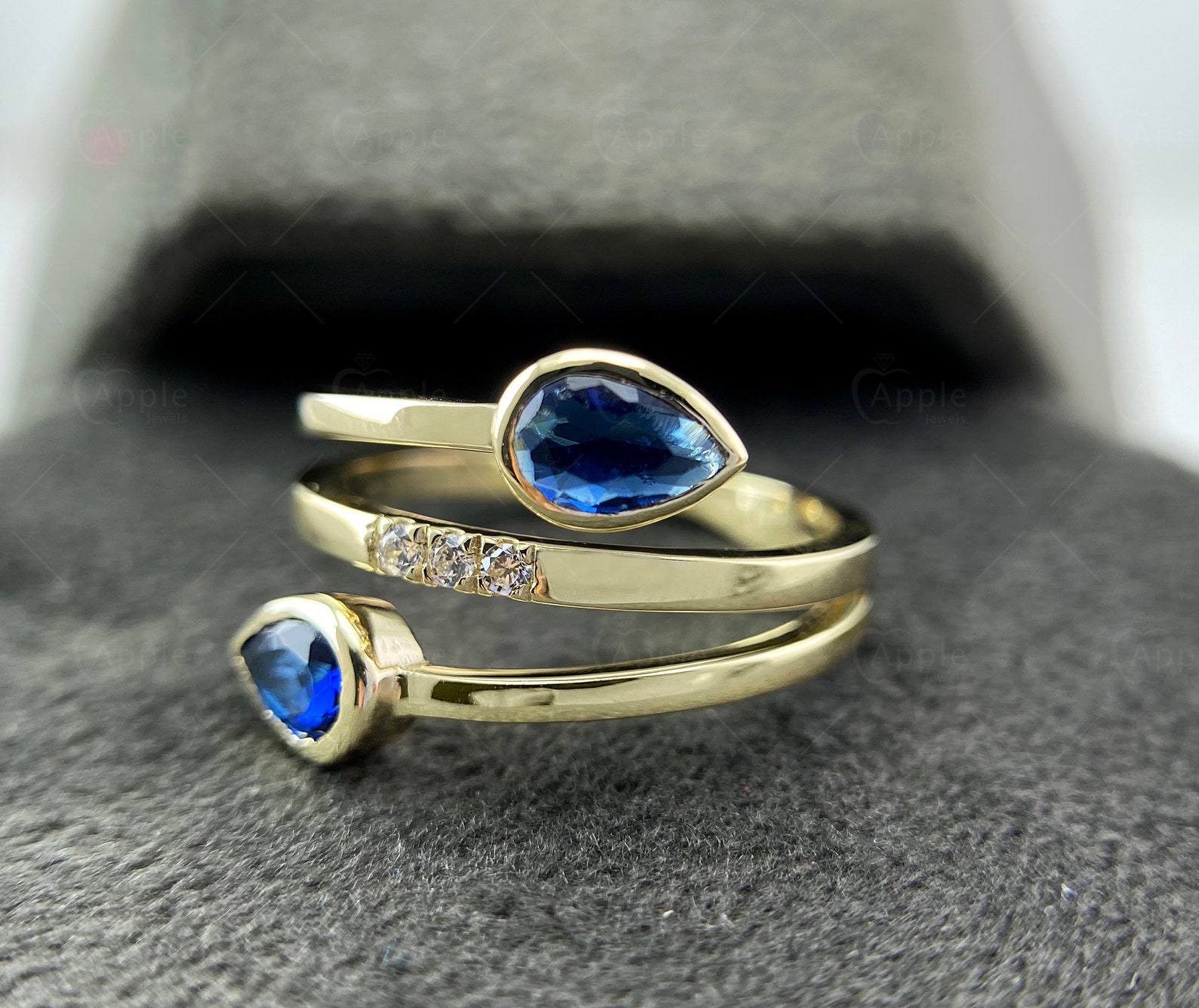 Open Cuff Sapphire Ring, Wrap Spiral Ring, Finger Wrap Ring, Wrap ...