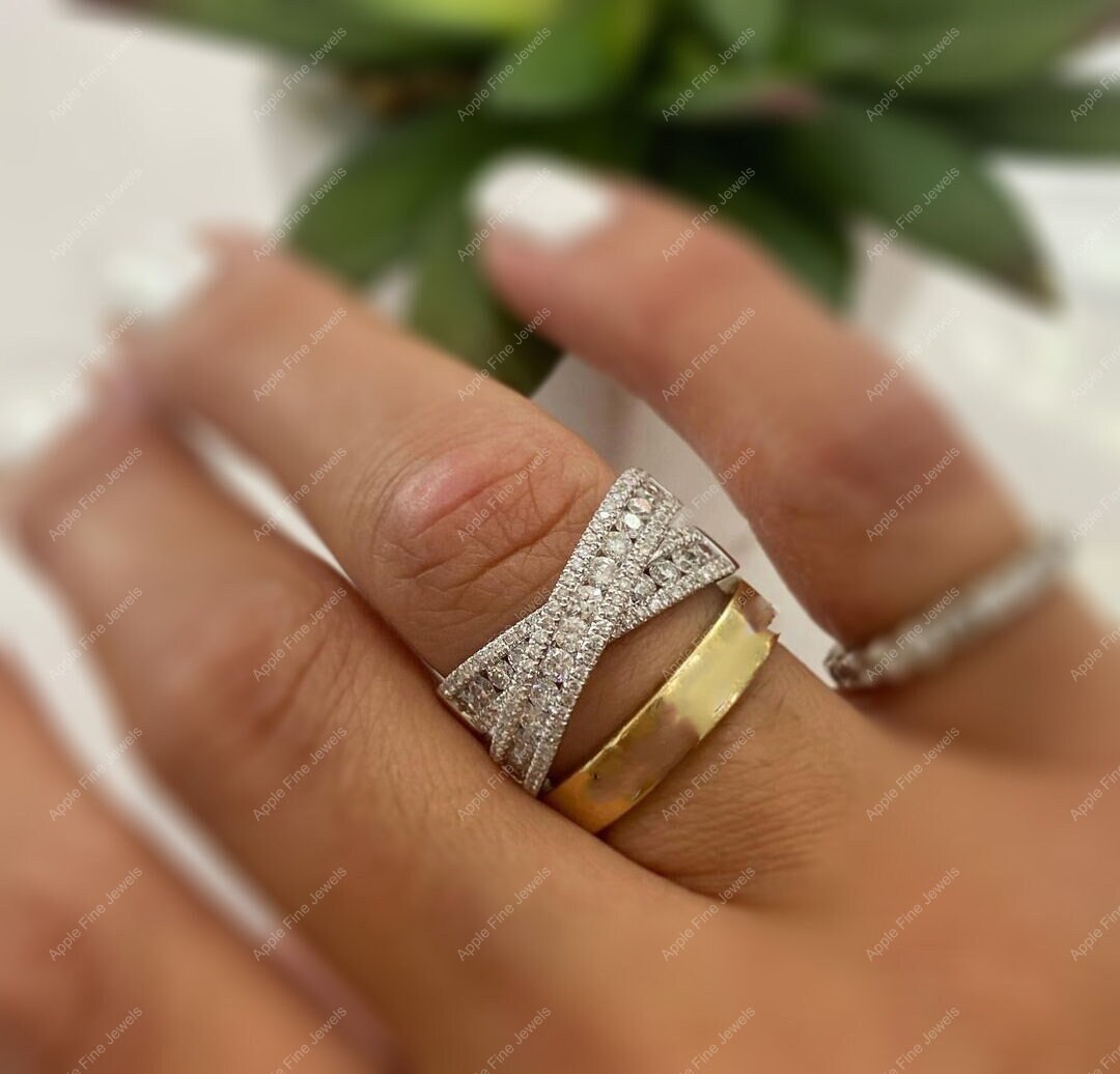 Crossover Ring, Criss Cross Wedding Ring, X Cross Moissanite Ring ...
