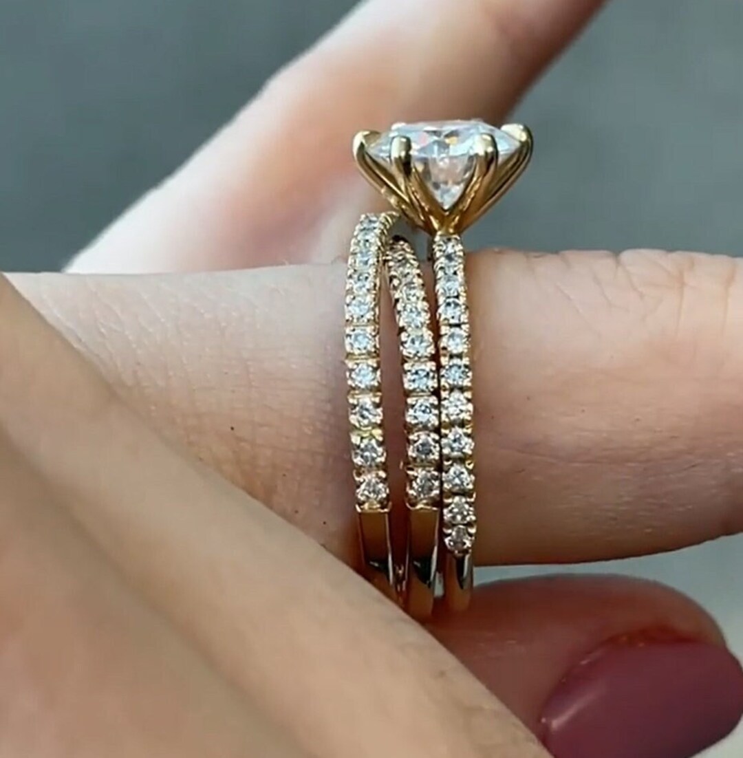 Moissanite Wedding Ring Set Bridal Ring Set for Women Unique - Etsy