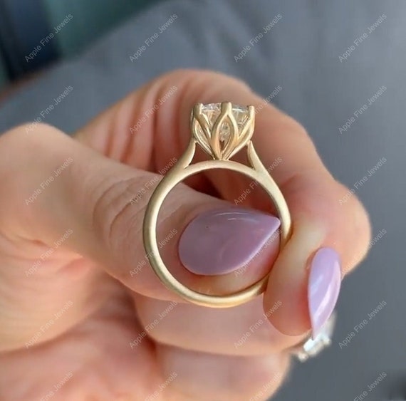 Matte Finish Ring Nature Inspired Engagement Ring Tulip Set - Etsy