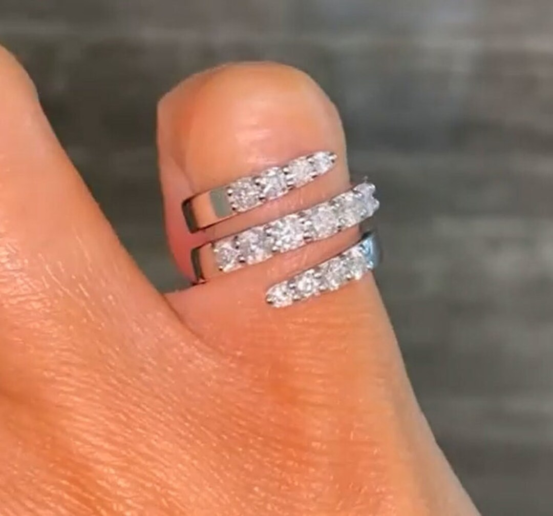 Silver Spiral Diamond Ring, Wrap Spiral Ring, Finger Wrap Ring, Unique ...
