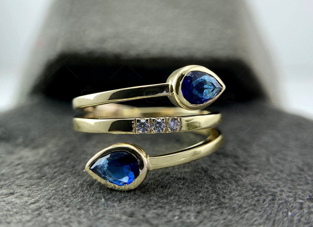 Open Cuff Sapphire Ring, Wrap Spiral Ring, Finger Wrap Ring, Wrap ...