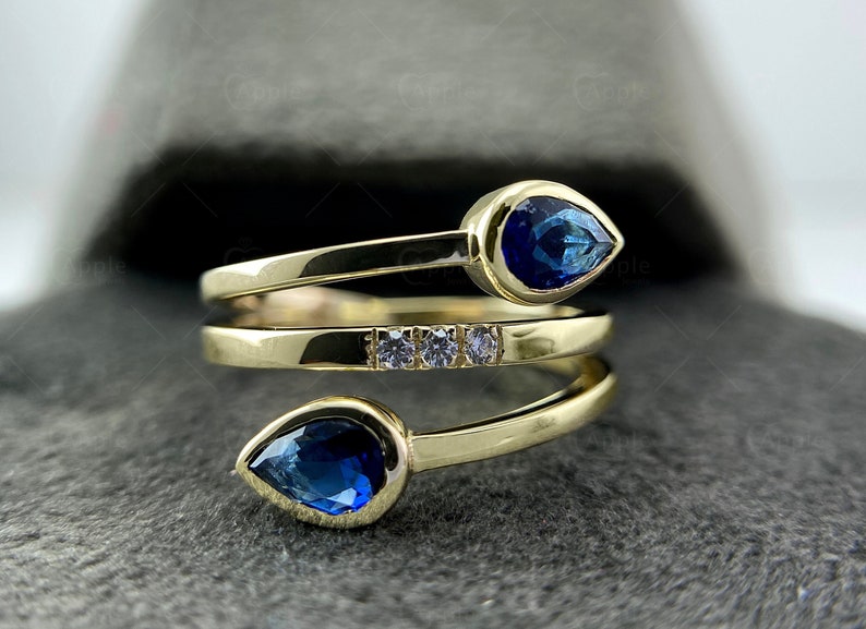 Open Cuff Sapphire Ring, Wrap Spiral Ring, Finger Wrap Ring, Wrap ...