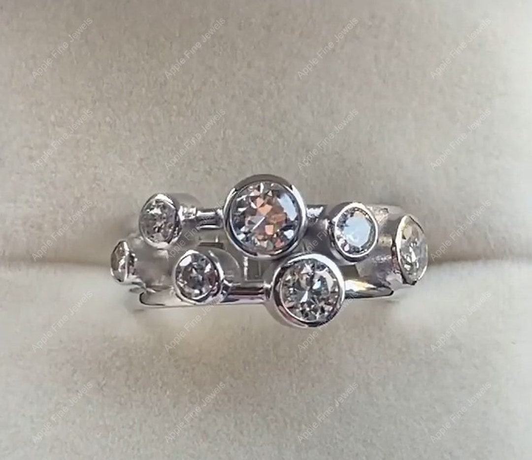 Moissanite Scattered Stone Ring 2 Row Multi Stones Ring - Etsy