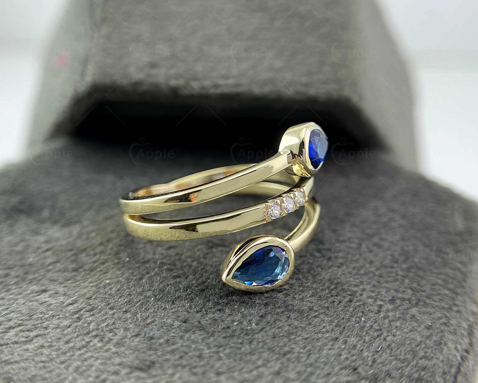 Open Cuff Sapphire Ring, Wrap Spiral Ring, Finger Wrap Ring, Wrap ...