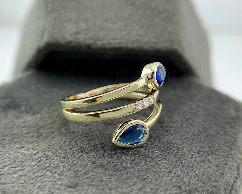 Open Cuff Sapphire Ring, Wrap Spiral Ring, Finger Wrap Ring, Wrap ...