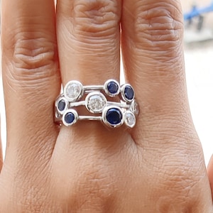 Multi Stone Diamond Ring, Art Deco Vintage Ring, Scatter Raindrop Ring ...