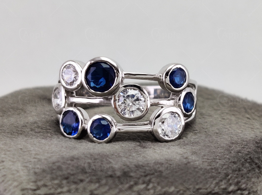 Multi Stone Diamond Ring, Art Deco Vintage Ring, Scatter Raindrop Ring ...