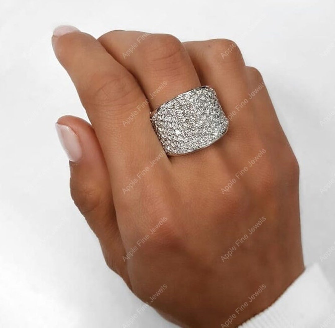 Silver Anniversary Rings for Women Micro Pave Set Wedding - Etsy