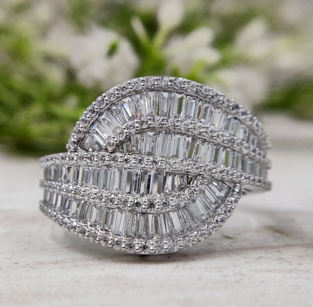 Chunky Statement Ring for Women, Cocktail Wide Wedding Band Ring ...