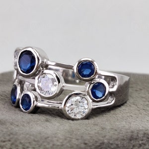 Multi Stone Diamond Ring, Art Deco Vintage Ring, Scatter Raindrop Ring ...