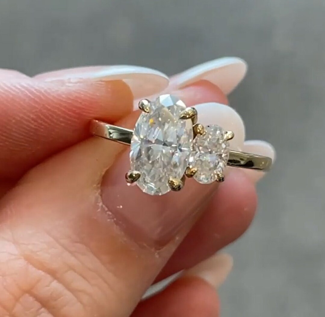 Unique 2 Stone Engagement Rings for Women, Toi Et Moi Ring, Double ...