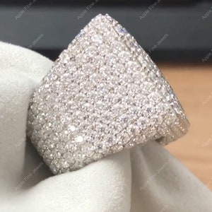 Moissanite Diamond Mens Ring, Pave Setting Moissanite Wedding Ring for ...