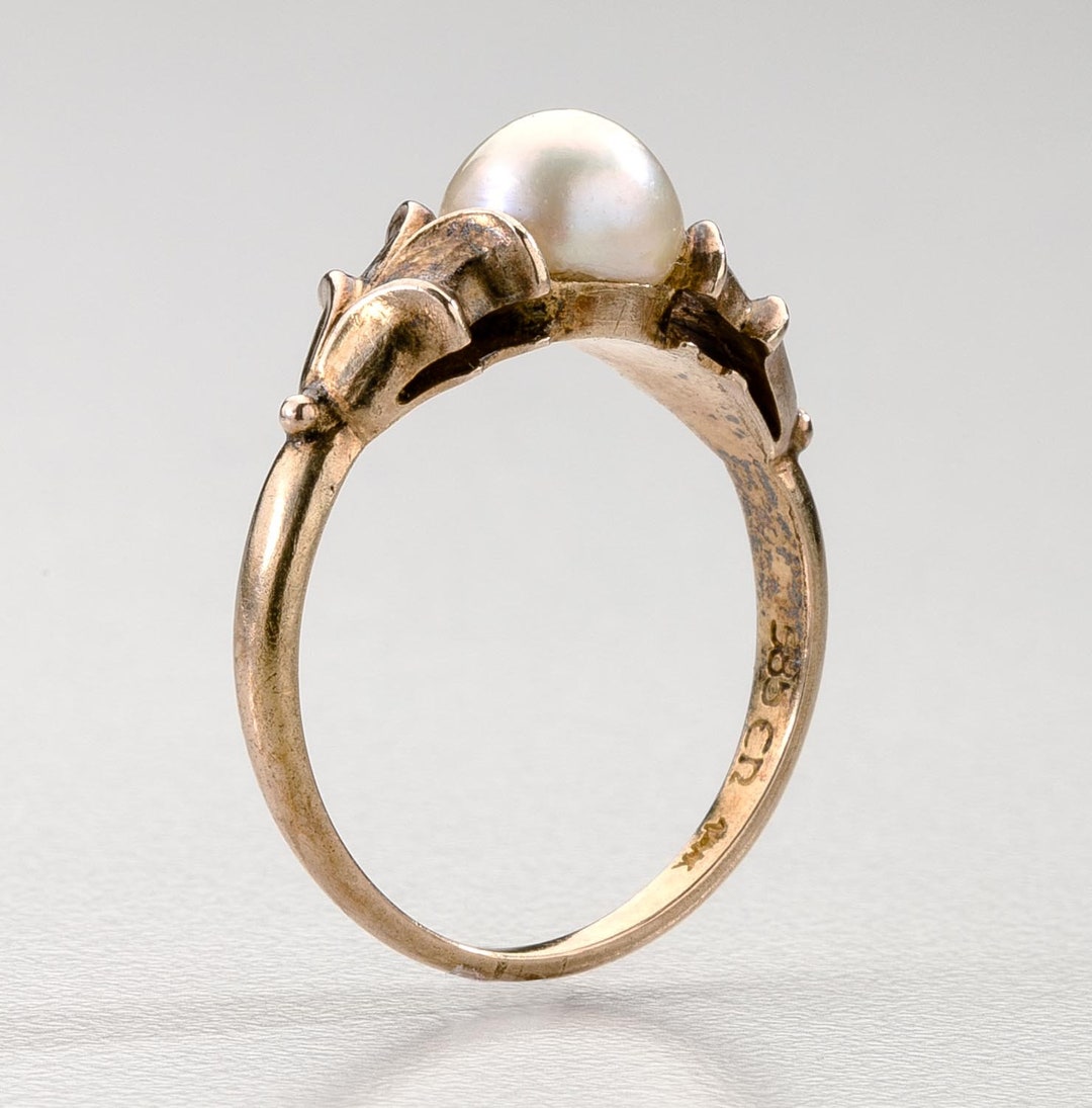 Danish Gold Ring With a Pearl by Evald Nielsen - Etsy