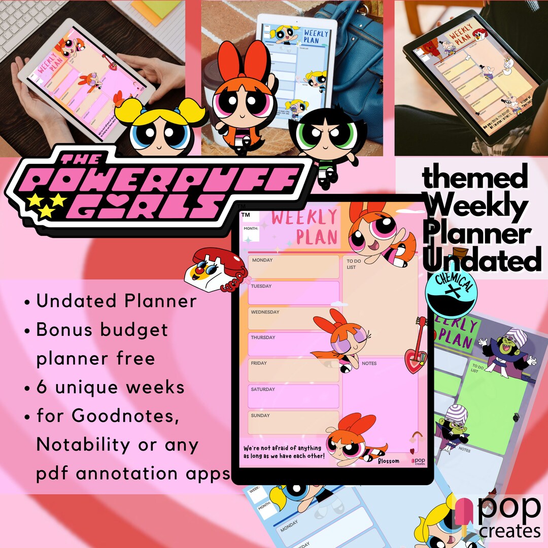 Powerpuff Girls Themed Weekly Planner Digital Template Undated 6 Weeks ...