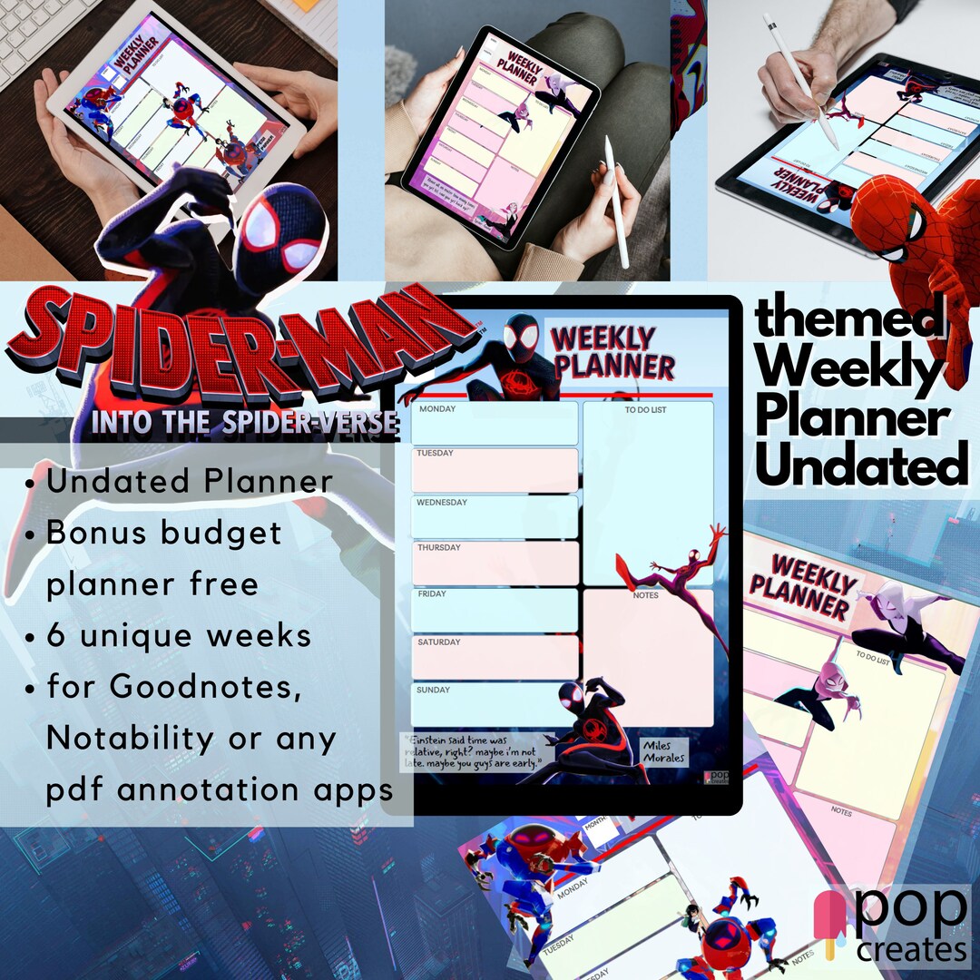 Spiderman Into the Spider-verse Themed Weekly Planner Digital Template ...