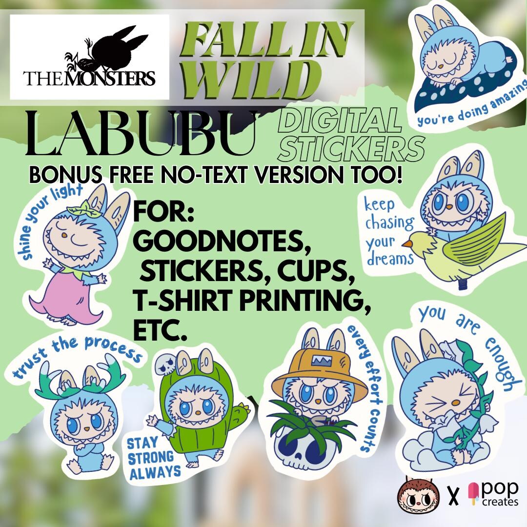 Fall in Wild Labubu Digital Stickers | 7 Unique Labubu PNG ...