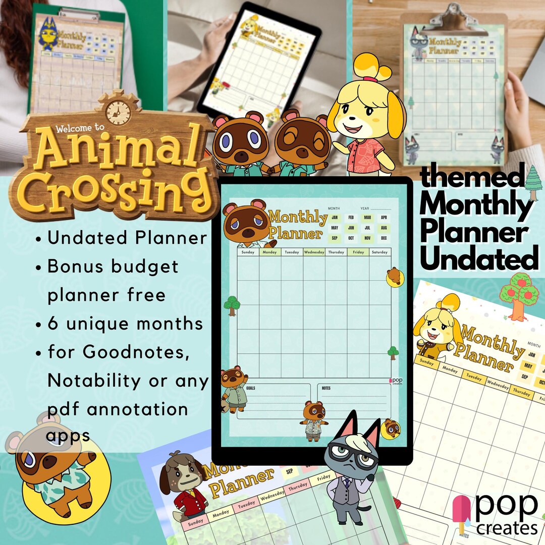 Animal Crossing Themed Monthly Planner Digital Template PDF Printable ...
