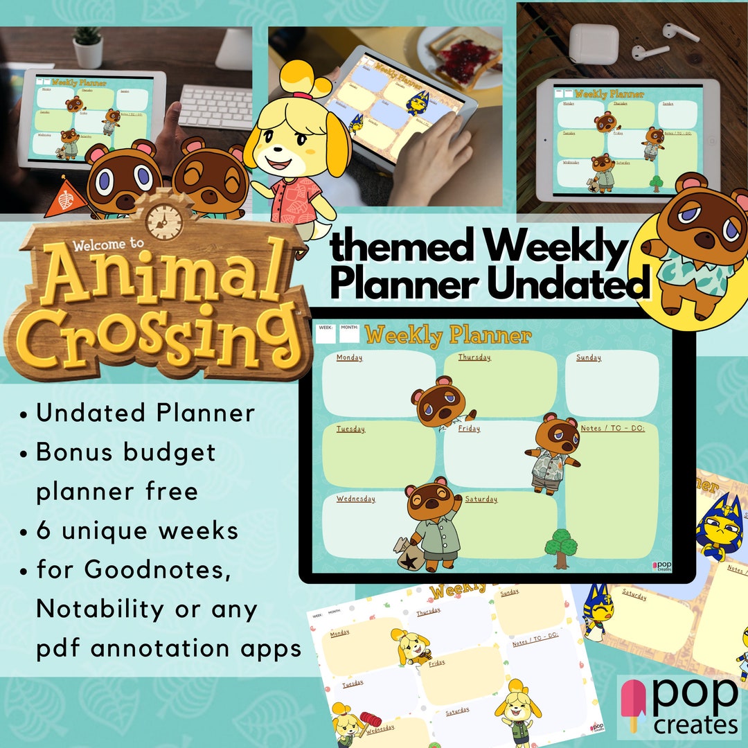 Animal Crossing Themed Weekly Planner Digital Template Undated 6 Weeks ...