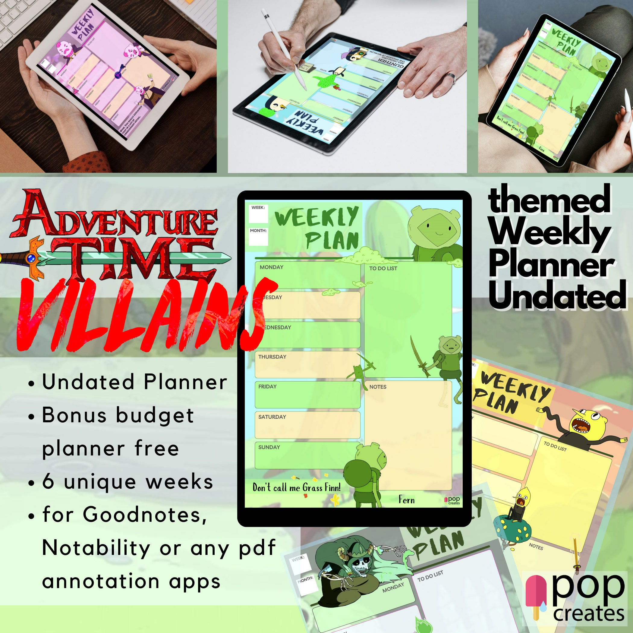Villains Adventure Time Themed Weekly Planner Digital Template Undated ...